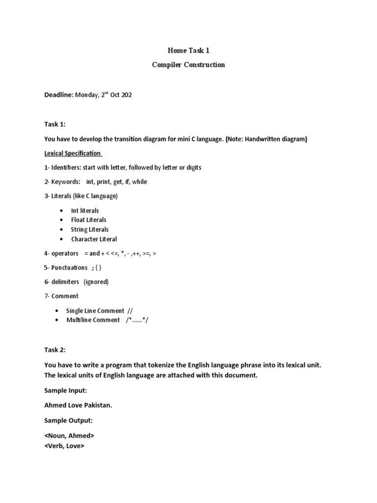 Transition Diagram for a Mini C Language Compiler: Lexical ...