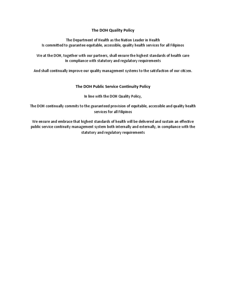 The DOH Policy | PDF