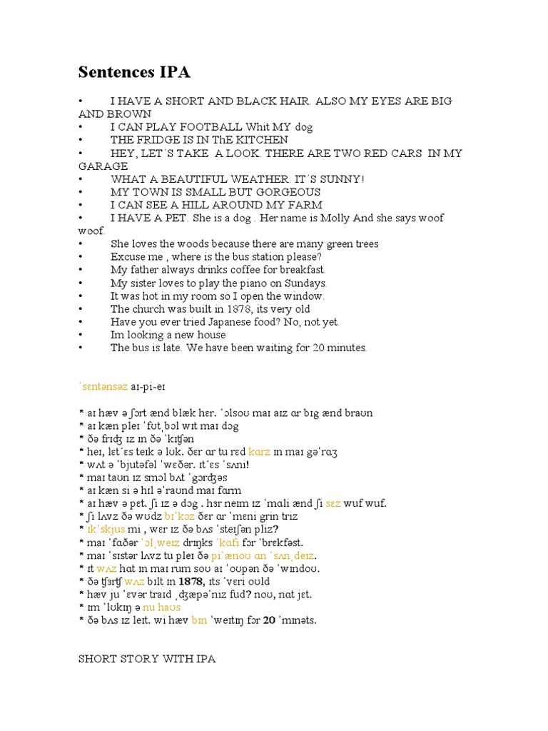 Sentences With Ipa | PDF