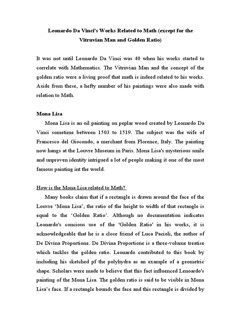 Leonardo Da Vinci's Works Related To Math | PDF | Leonardo Da Vinci ...
