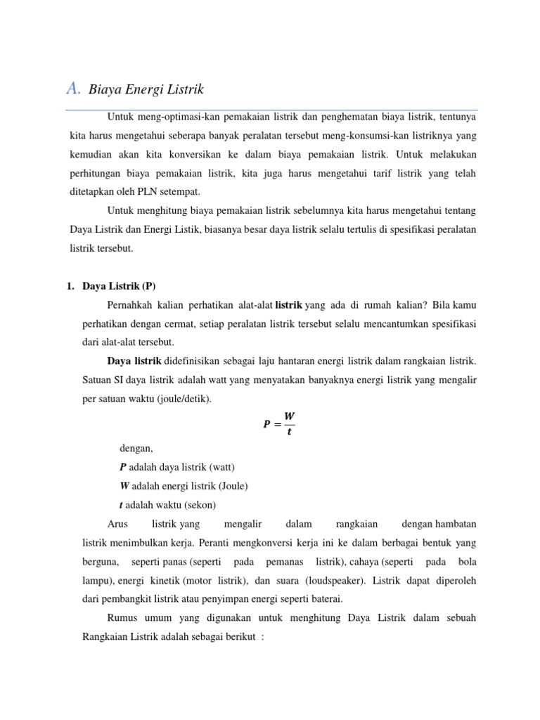 Materi Biaya Energi Listrik | PDF