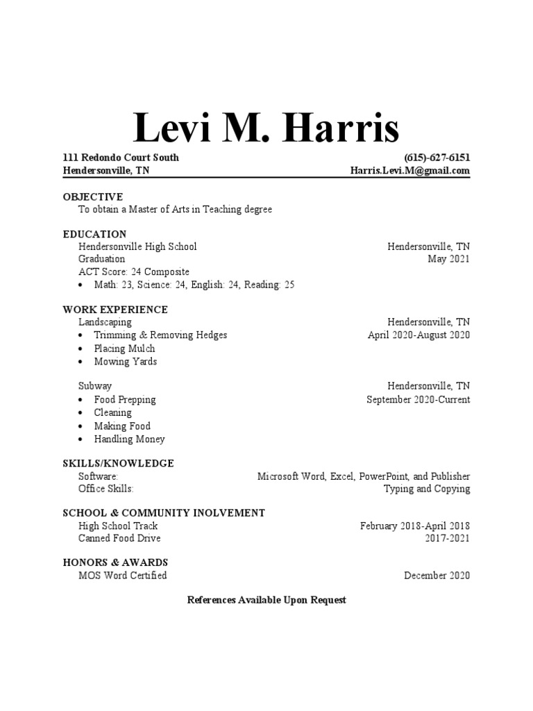Resume - Levi Harris | PDF