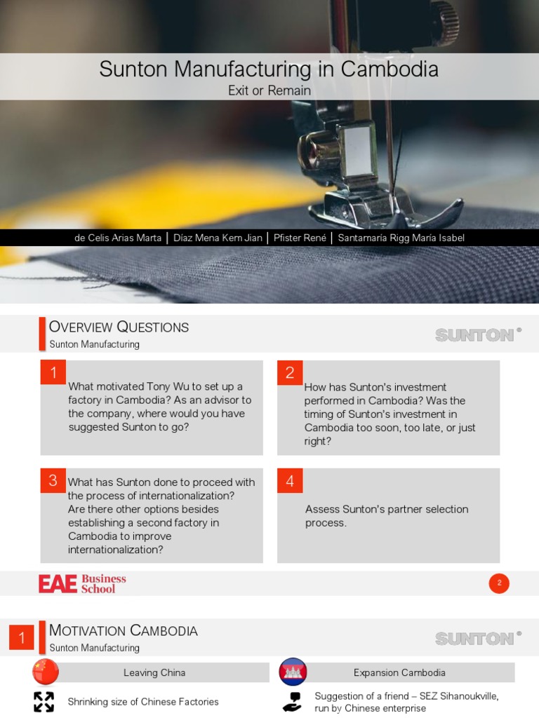 Presentation - Sunton Manufacturing - Final | PDF | Cambodia ...