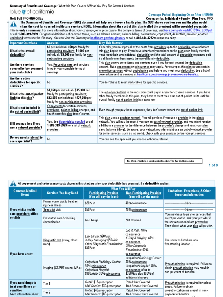 Healthcare - Gov/sbc-Glossary: Important Questions Answers Why This ...