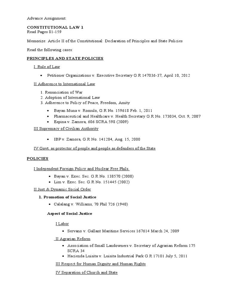 Constitutional Law 1 - Advance Assignment | PDF | Ethical Principles ...