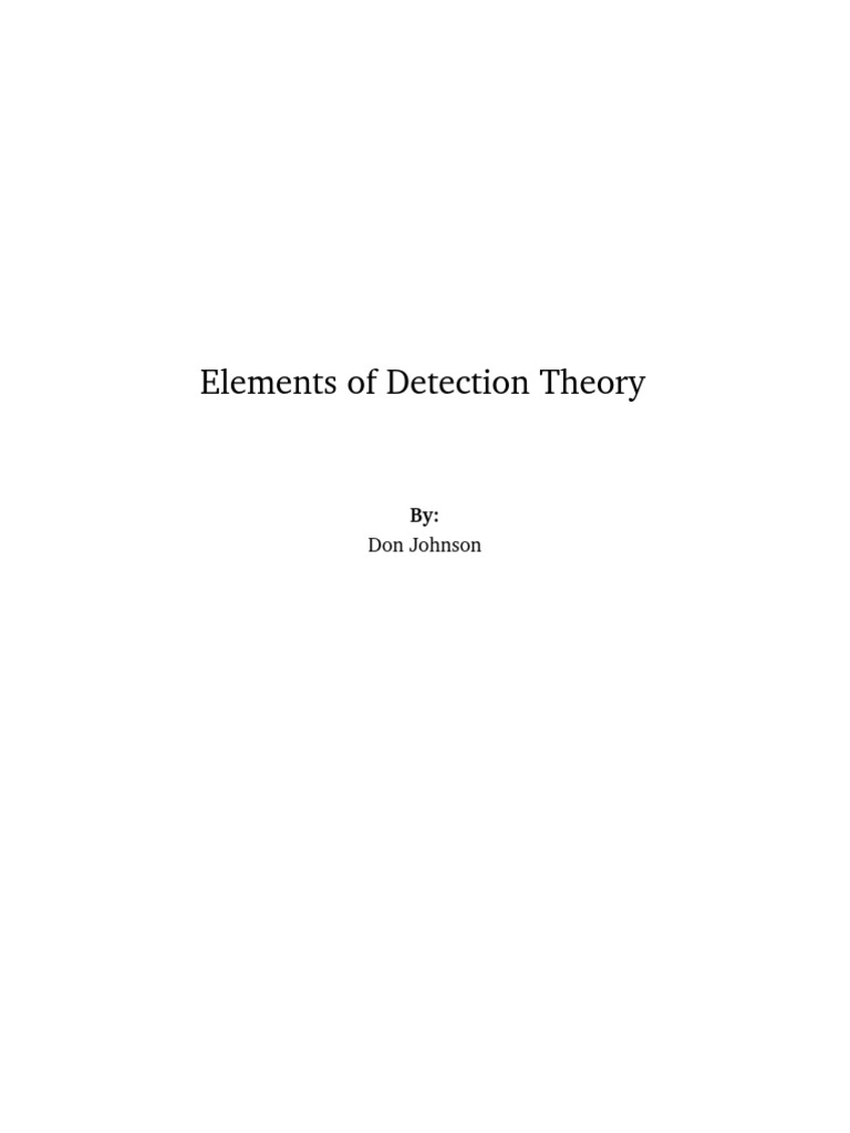 Elements Of Detection Theory Pdf Normal Distribution Mathematical