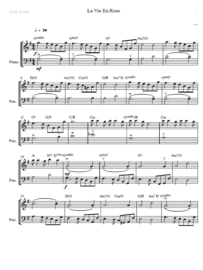 La Vie en Rose Piano PDF | PDF