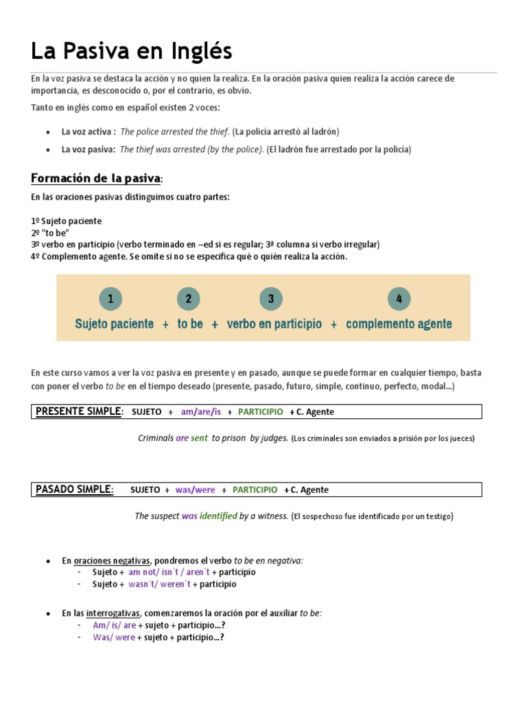 3º Eso. The Passive PDF | PDF | Objeto (gramática) | Verbo