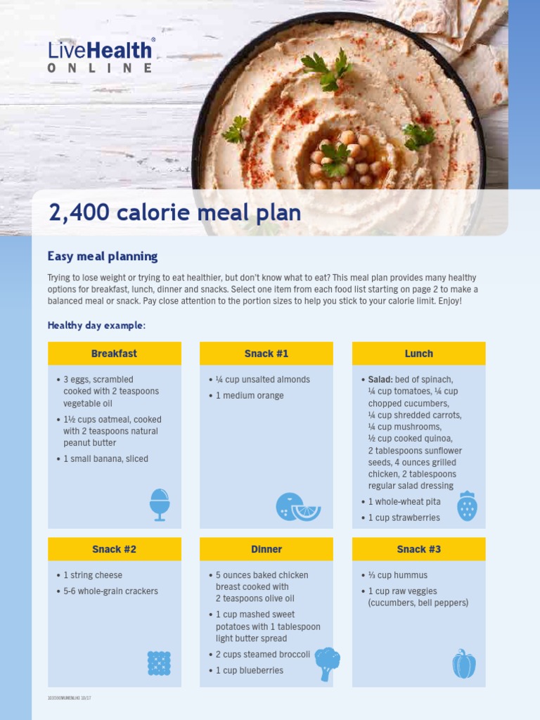 Lho WMP 2400 Calorie Meal Plan | PDF | Whole Grain | Salad
