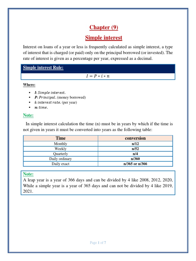 Chapter 9 Simple Interest PDF | PDF | Interest | Debt