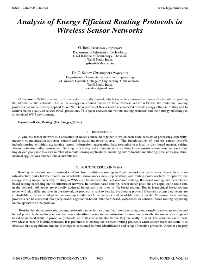 Analysis of Energy Efficient Routing Protocols in Wireless Sensor Networks PDF | PDF | Wireless ...
