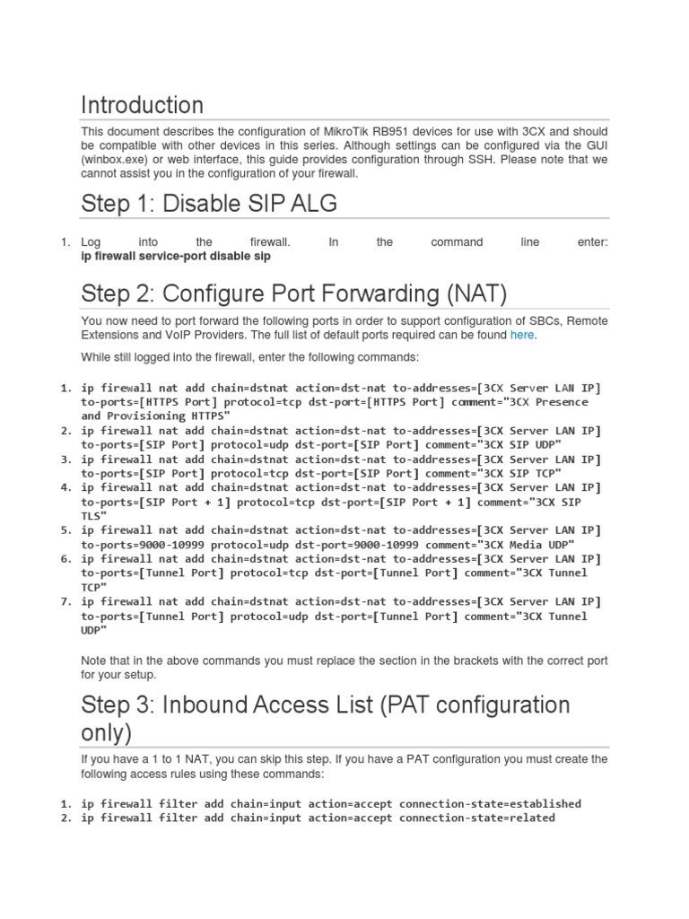 Configure Nat On Mikrotik | PDF | Session Initiation Protocol | Firewall (Computing)