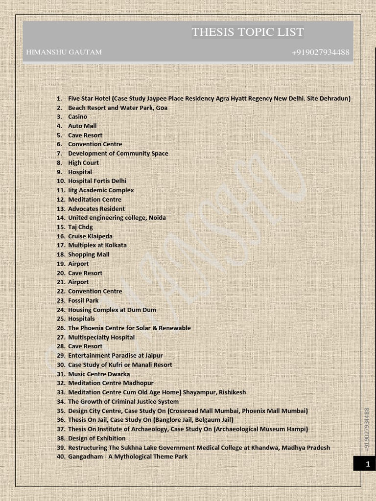 Thesis Topic List: Himanshu Gautam | Download Free PDF | Bangalore | Mumbai