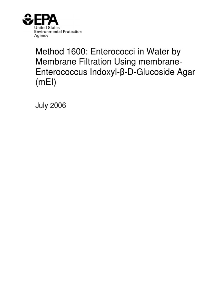 Epa Method 1600 Enterococci | PDF | Filtration | Data Analysis