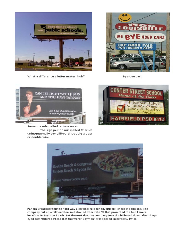 Panera Bread Billboard Misspells "Boynton | PDF