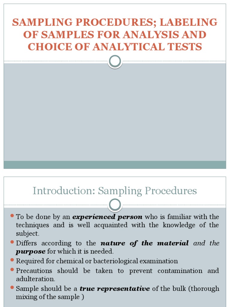 7.SAMPLING PROCEDURES Labelling | PDF