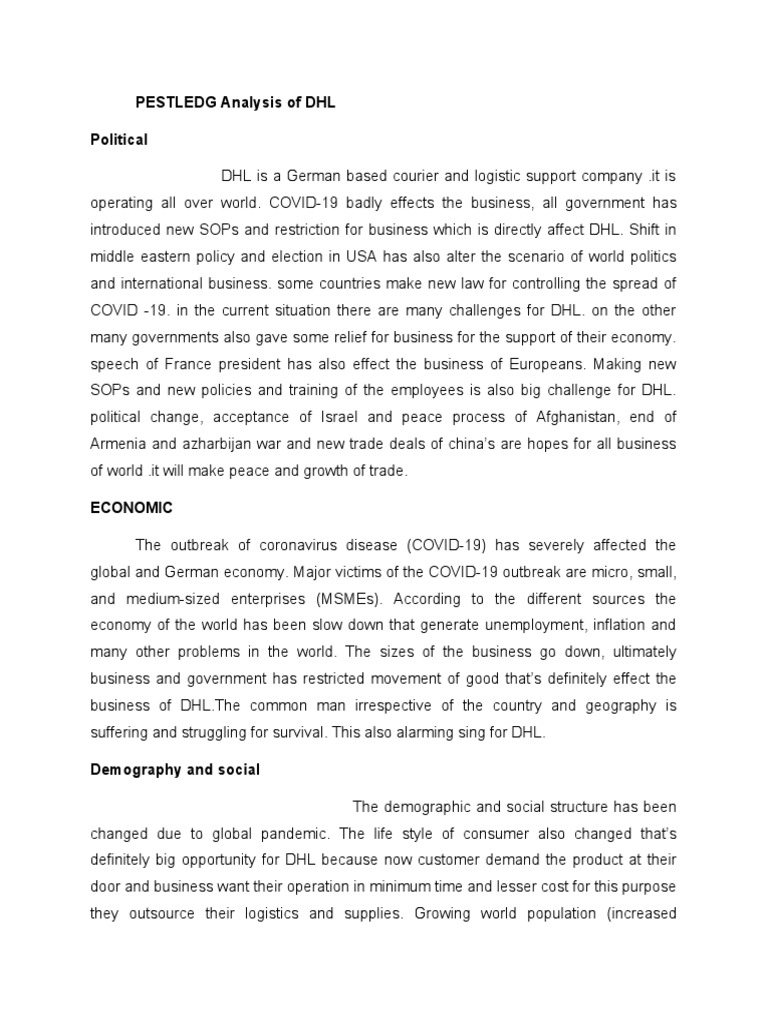 PESTLEDG Analysis of DHL | PDF | Small And Medium Sized Enterprises | E ...