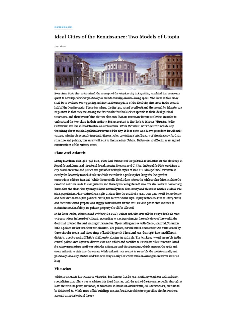 Ideal Cities of The Renaissance: 2 Models of Utopia | PDF | Science ...