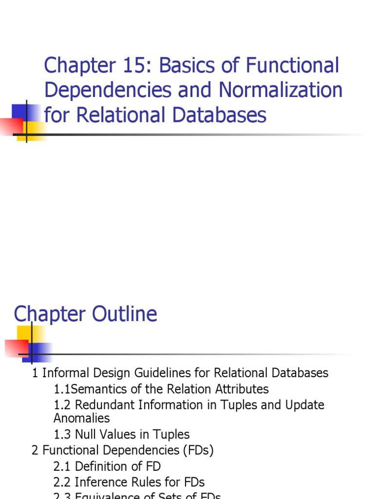 Chapter 15 Basics Of Functional Dependencies And Normalization For Relational Databases Pdf