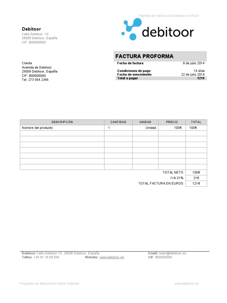 Plantilla De Factura Imprimible Word 38 Plantillas De Facturas