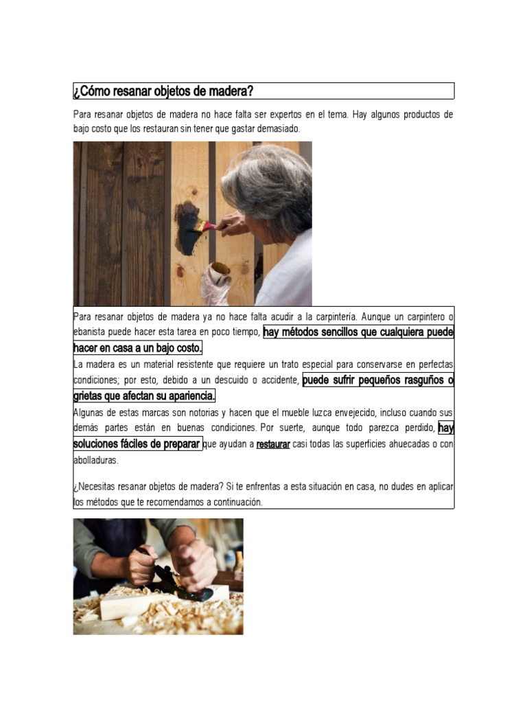 Cómo Resanar Objetos de Madera | PDF | Madera | Cera
