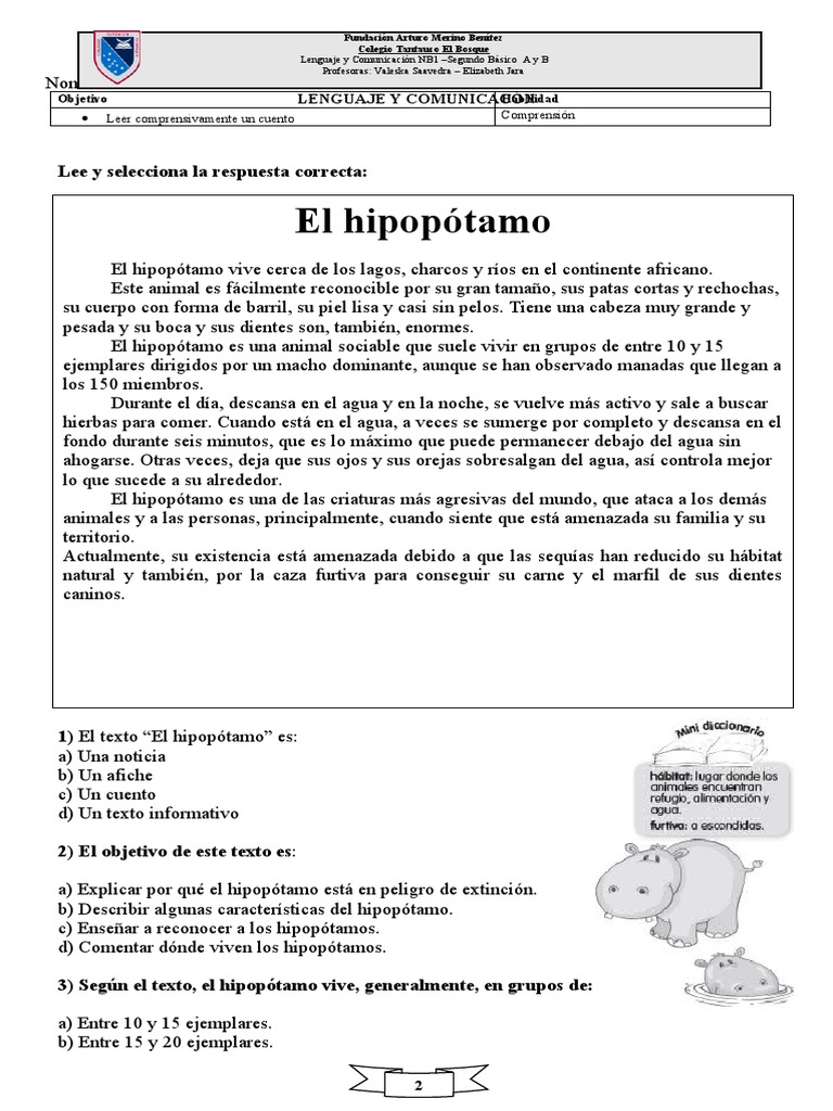 Características del hipopótamo para niños | PDF | Hipopótamo | Naturaleza