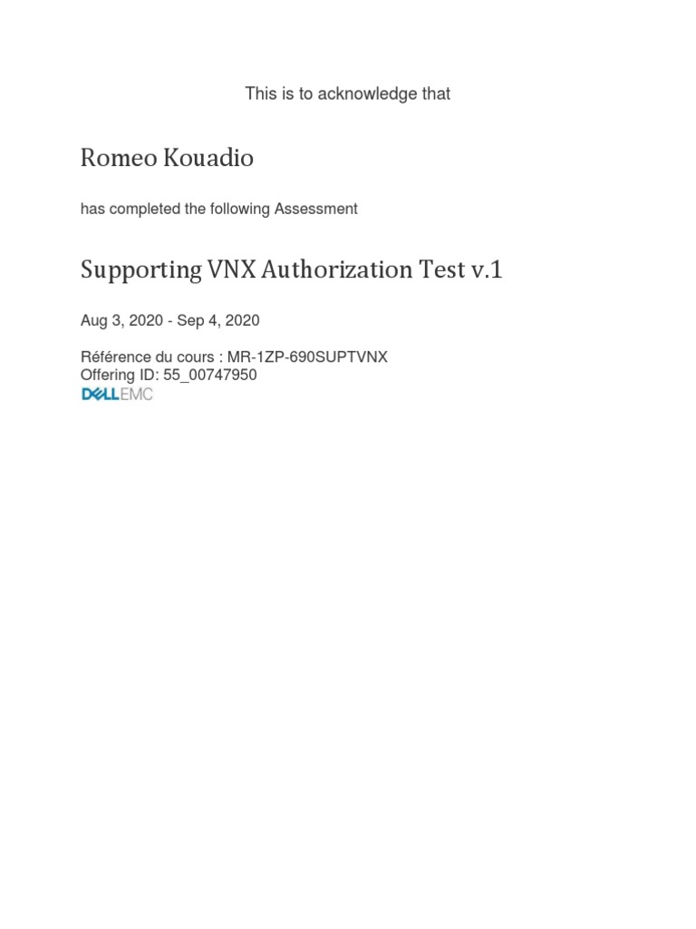 Supporting VNX Authorization Test v.1 | PDF