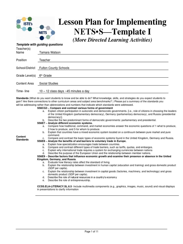 7430 - Lesson Plan Itse Project 2020 | PDF | Economic Growth ...
