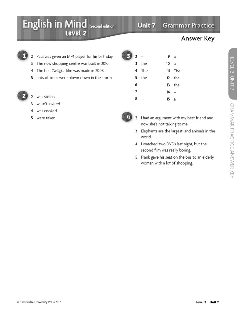 Level 2: Unit 7 Grammar Practice | PDF