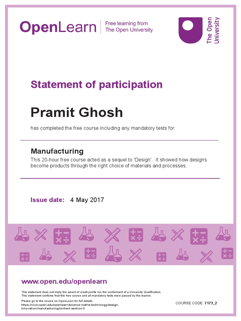 Pramit Ghosh: Statement of Participation | PDF | Engineering Design ...