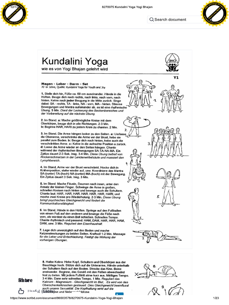 Kundalini Yoga Yogi Bhajan PDF | PDF | Indian Philosophy | Physical Fitness
