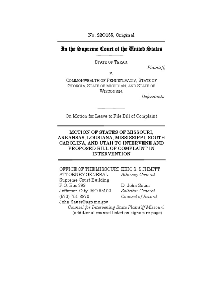 States' Motion To Intervene | PDF | Intervention (Law) | Federal Rules ...