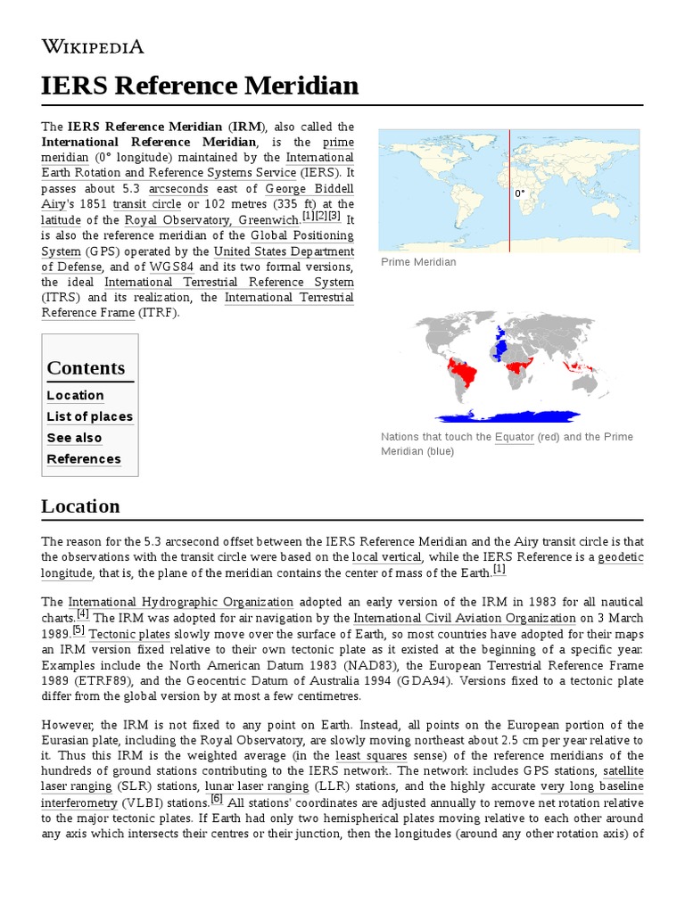 IERS Reference Meridian PDF | Download Free PDF | Geography | Cartography