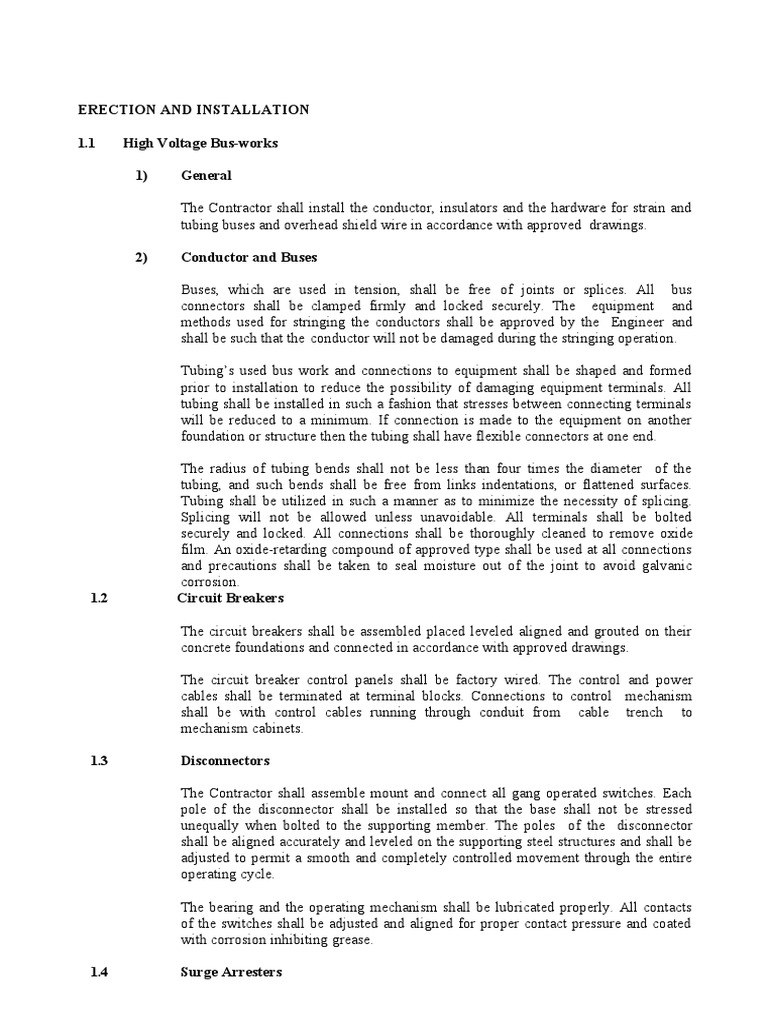 High Voltage Equipment Installation Guide | PDF | Electrical Connector ...