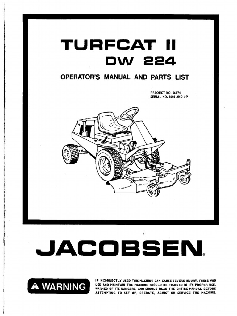 Jacobsen Turfcat II - DW 224 - Operator's Manual & Parts List | PDF