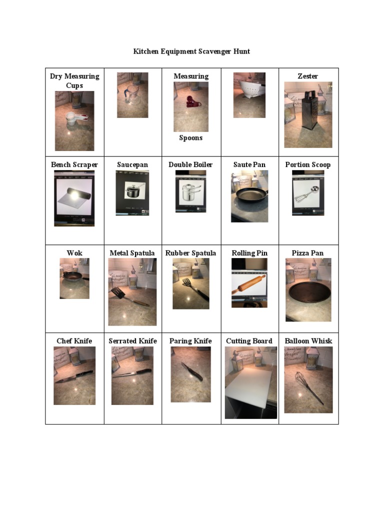 Destin Butcher - Kitchen Equipment Scavenger Hunt | PDF