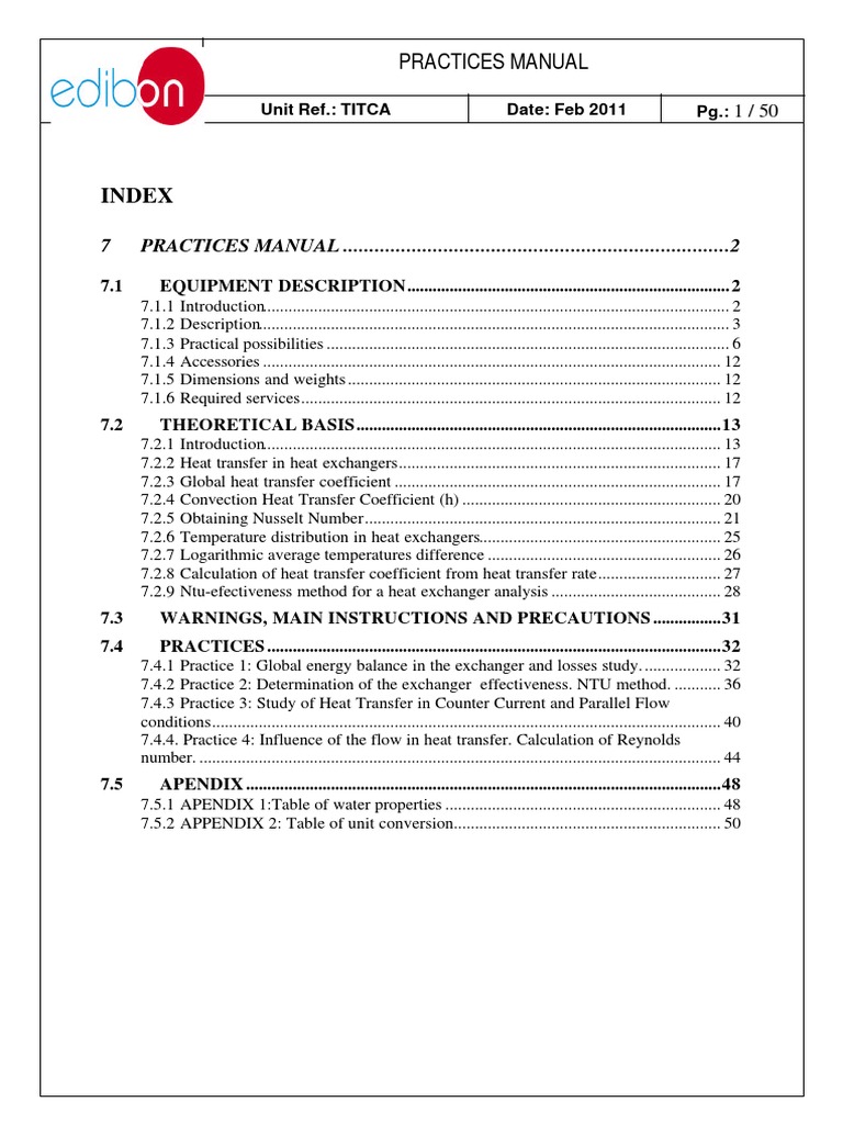 Edibon Heat Exchange - M7-TITCA | PDF | Heat Transfer | Thermal Conduction