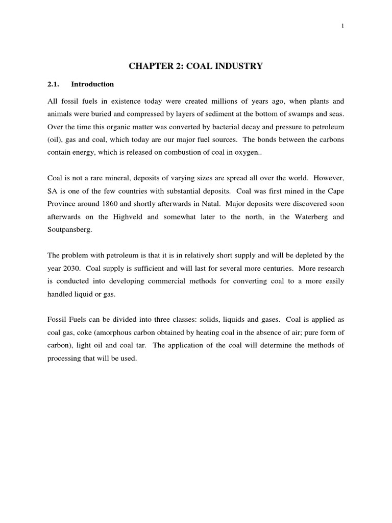 Chapter 2: Coal Industry | PDF | Gasification | Coal