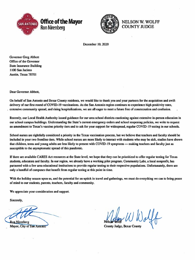 Teachers Letter To Governor | PDF