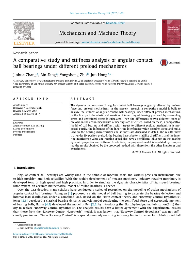 A Comparative Study and Stiffness Analysis of Angular Contact Ball ... A Comparative Study and Stiffness Analysis of Angular Contact Ball ...