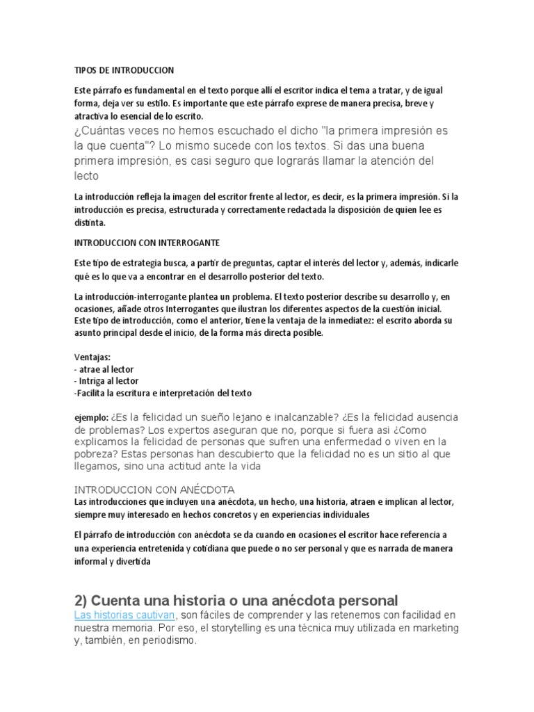 Tipos de Introduccion | PDF | Felicidad | Ensayos