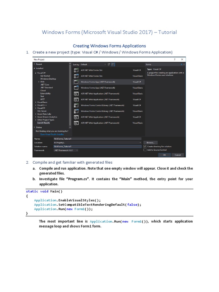 Windows Forms (Microsoft Visual Studio 2017) - Tutorial | PDF | Point And Click | Button (Computing)