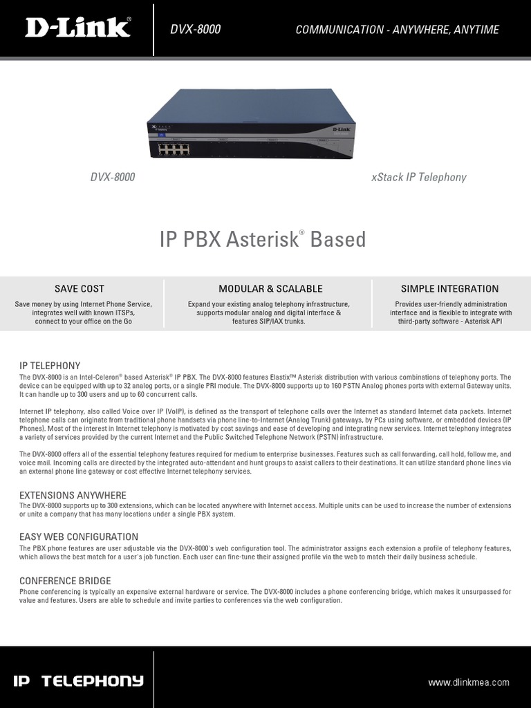 Dlink DVX 8000 - Datasheet | PDF | Voice Over Ip | Telephony