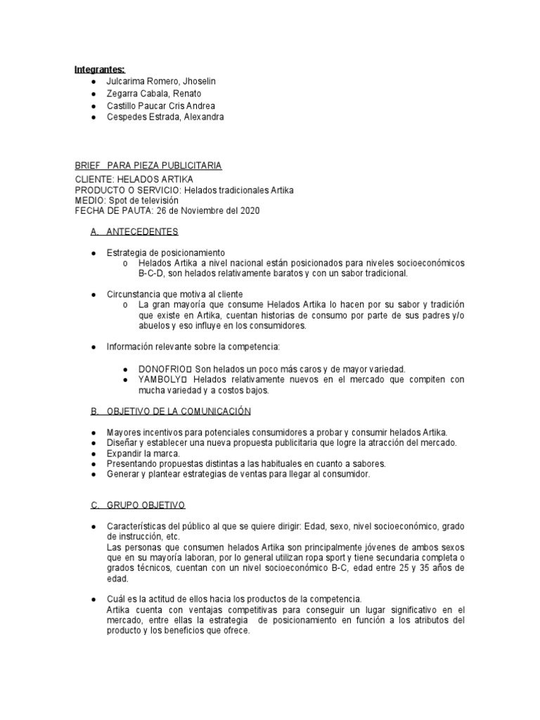 Modelo Brief | PDF | Producto (Negocio) | Marca