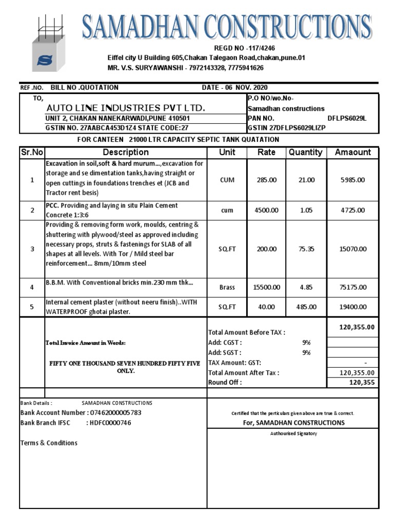 Auto Line Industries PVT LTD Total Invoice Amount In Words PDF
