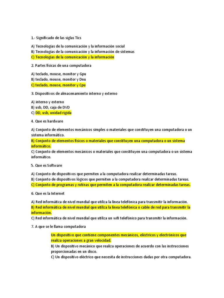 Guia de Estudio Tics | PDF | Hardware de la computadora | Edad de información