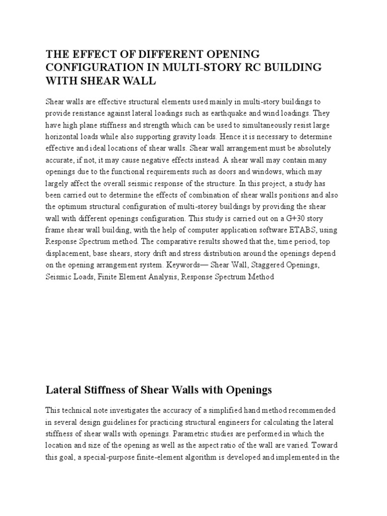 Effects of Shear Wall Openings on RC Building Seismic Response | PDF ...
