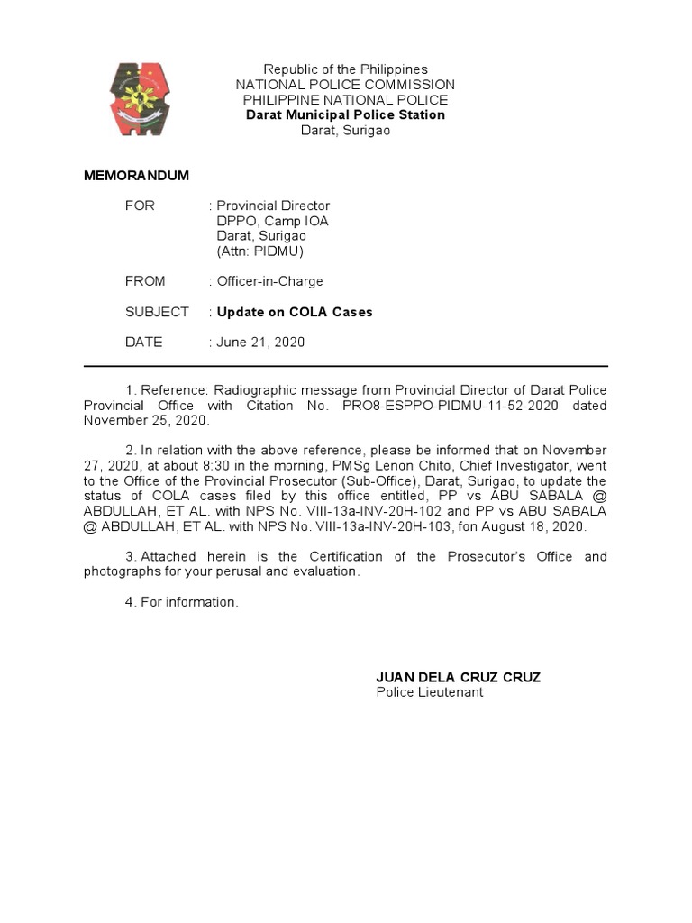 Action Taken On Cola Cases | PDF | Social Science