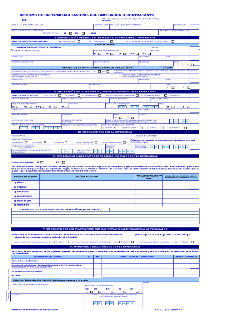 Informe de Enfermedad Laboral FUREL | PDF | Diagnostico medico ...