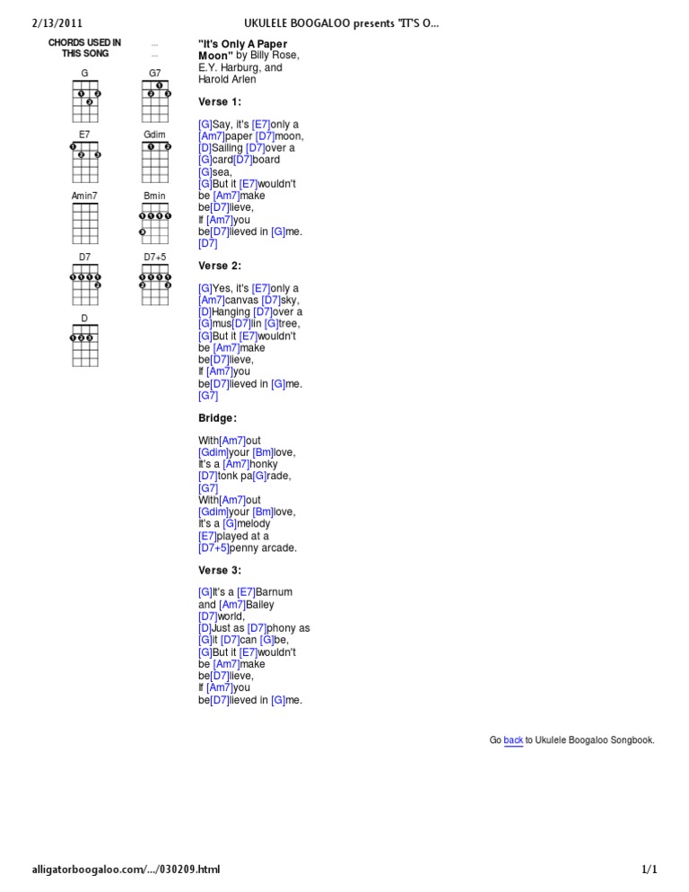 It's Only a Paper Moon Chords | PDF | Song Structure | Musical Forms